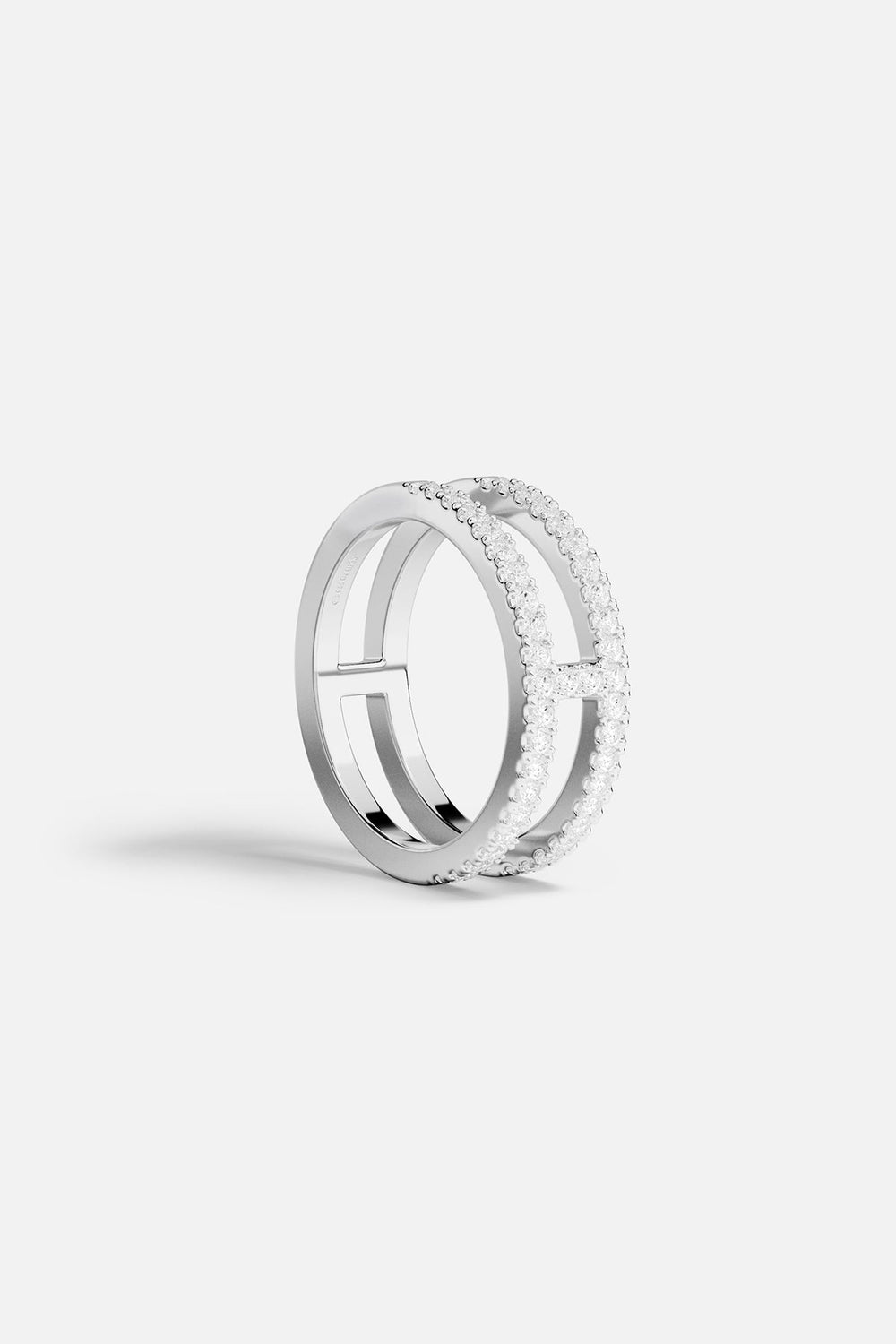 Double Line Pavé Ring Silver | APM Monaco
