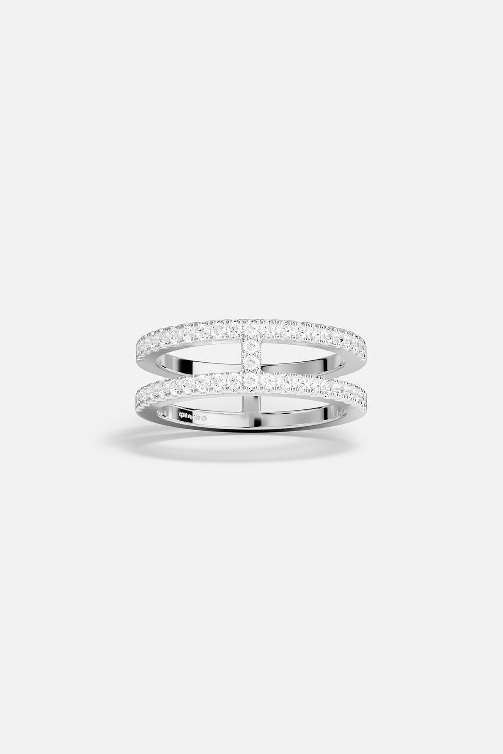 Double Line Pavé Ring Silver | APM Monaco